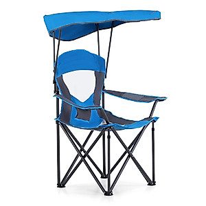 ALPHA CAMP Camp Chair with Shade Canopy Folding Camping Chair with Cup Holder and Carry Bag for Outdoor Camping Hiking Beach, Heavy Duty 300 LBS, Royal Blue
