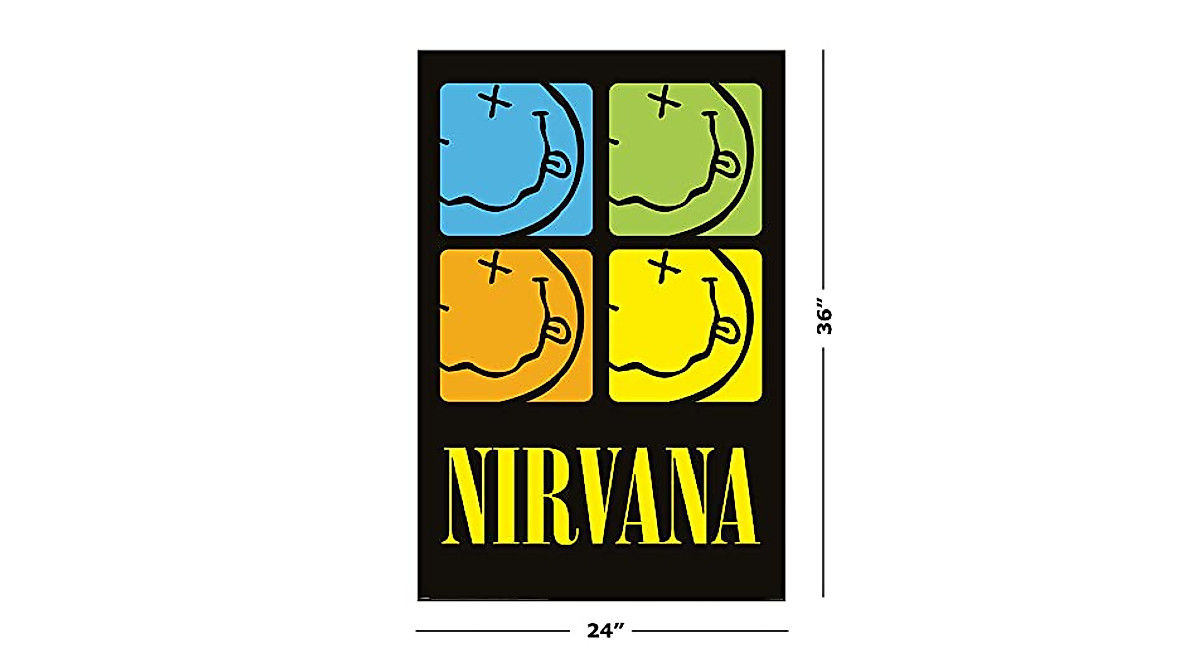 Nirvana Music Poster – Vibrant 24x36" Wall Art with 4-Color Smileys