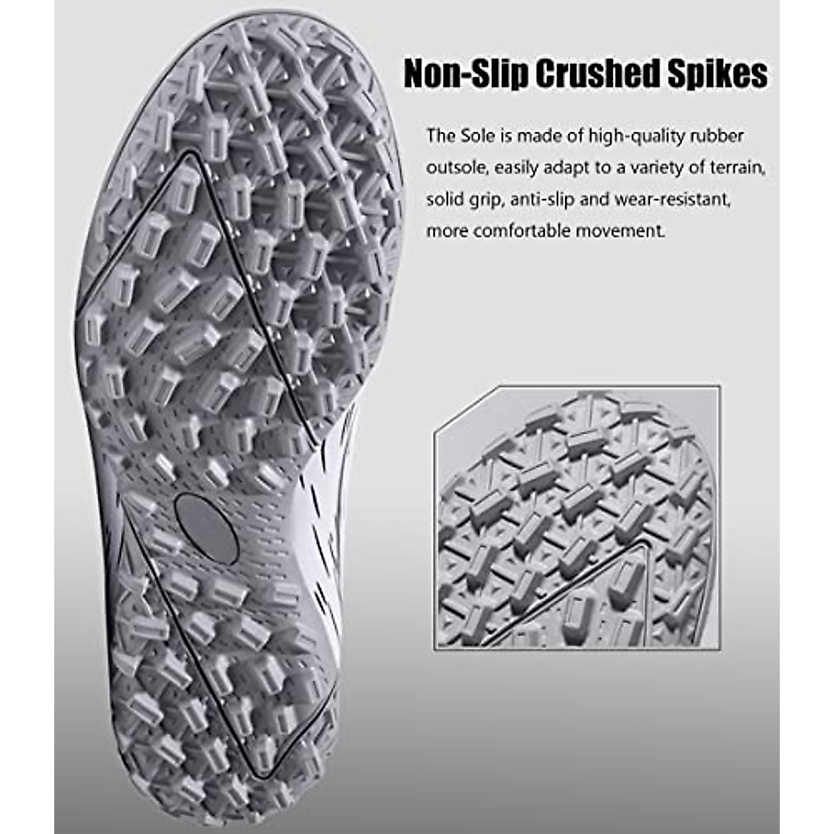 Soccer Shoes for Men High-Top Lace-Up Non-Slip Spikes Indoor Turf Futsal Football Cleats White EU 44 US 10.5