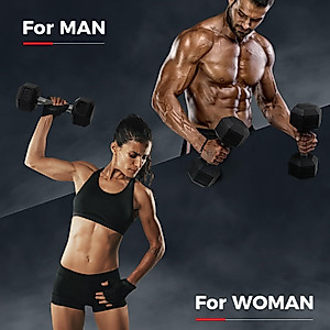 RitFit 5LB Dumbbells Set of 2 Rubber Encased Dumbbell Sets with Optional Rack for Home Gym, Coated Hand Weights for Strength Training, Workouts