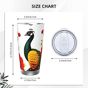 WXZYFP Car cup (single silver rim), can use a straw or drink directly, easy to use.Peacock Red flower