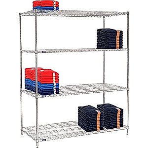 Nexel Adjustable Wire Shelving Unit, 4 Tier, Commercial Dry Storage Rack, 30" x 60" x 74", Chrome