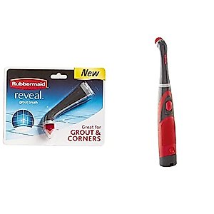 Rubbermaid Reveal Power Scrubber, Grout & Tile Bathroom Cleaner, & Power Scrubber with All-Purpose Grout Head, Gray, Ideal for Grout Lines, Corners, Bathroom, Kitchen Cleaning