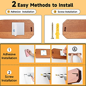 16in Magnetic Knife Strip No Drilling, Magnetic Knife Holder for Wall with 4 Adhesive Pad, Wood Magnet Knife Holder Strip for Kitchen, Powerful Magnetic Knife Rack Use as Tool Key Storage Knife Bar