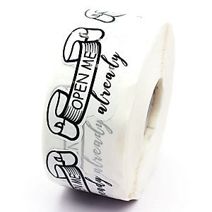Open Me Already Stickers,Thank You Stickers,Handmade Stickers,Small Shop Stickers,Envelopes Stickers for Small Business, Online Retailers,Handmade Goods,500 Labels Per Roll-Black White