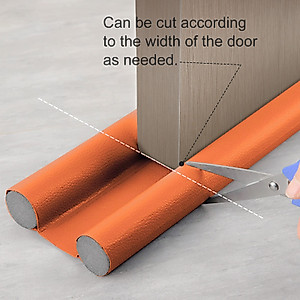 2PCS Under Door Draft Stopper,Twin Door Draft Blocker Weather Stripping Noise Cold Air Blocker Window,Washable,Dust Proof,Removable,Adjustable Door Sweeps 38"(Orange)
