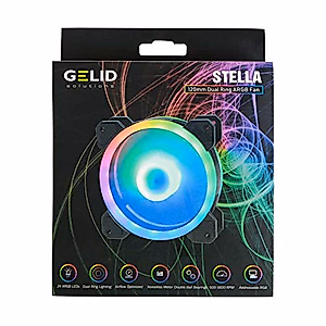 Gelid Solutions Stella ARGB Fan (Pack of 1) - 120MM Dual Ring, 24 ARGB LED, Noiseless Motor, Airflow Optimized, Standard RGB and Individually Addressable RGB, FN-Stella-01 – Black