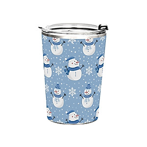 Jihqo Christmas Snowman Snowflakes Tumbler with Lid and Straw, Insulated Stainless Steel Tumbler Cup, Double Walled Travel Coffee Mug Thermal Vacuum Cups for Hot & Cold Drinks 12oz