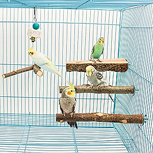 4 Pack Natural Wood Bird Perch for Bird Cages,Parrot Stand Perch Platform Exercise Playground Toys Paw Grinding Stick Perch Stand Cage Accessories for Budgies Cockatiel Conure Parakeet Lovebirds (H01)