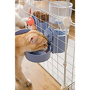 Kenond 40oz Hanging Automatic Pet Food Water Dispenser, Auto Gravity Pet Feeder and Waterer Set, Cage Cat Food Bowl Dog Feeding Station for Puppy and Kitten Rabbit Chinchilla Hedgehog Ferret …