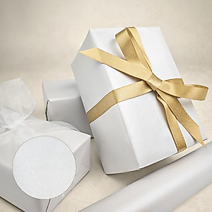 LDGOOAEL Mini Short Wrapping Paper Roll (17 inches X 32.8 feet) - Solid Color Pearly White for Birthday, Wedding, Baby Shower