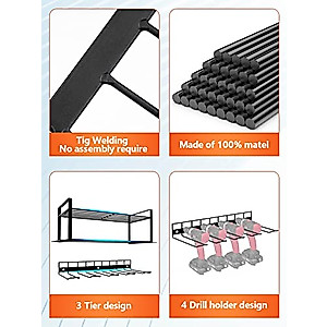 Power Tool Organizer-Drill Holder Wall Mount,3 Layers Power Tool Storage Rack with 22 holes Screwdriver Holder,Heavy Duty Metal Power Tool Holder for Garage Organization