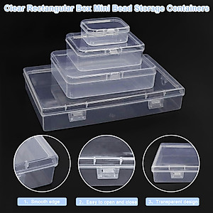 ZWIN 24 Pack Mixed Sizes Rectangular Mini Plastic Containers Clear Plastic Storage Boxes with Hinged Lids 4 Sizes Clear Small Craft Storage Containers for Crafts Bead Small Items