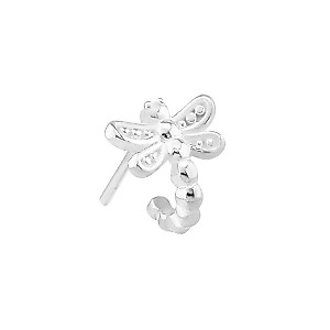 925 Sterling Silver L Shape Nose Stud Ring Dragonfly Nose Hugger 22G