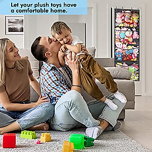 TOFGZ Stuffed Animal Storage,Over The Door Organizer for Filling Stuff , Portable Hanging Stuffed Animal Storage ,Durable Stuffed Animal Net or Hammock,Easy to Install(Grey)