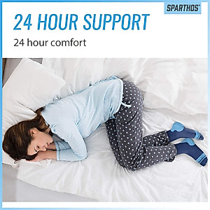 Sparthos Circulation Socks (20-30 mmHg) Wide Calf - Knee High Sock for Compression, Travel, Medical Support, Pregnancy, Nurses - Dr Sock Soothers Ankle Brace - Mens and Womens Plus (Blue-LXL-Wide)