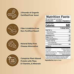 Organic Non-Fortified Nutritional Yeast Flakes, 2 lbs | Versatile Vegan Cheese Substitute, Natural Dairy Free Cheesy Seasoning – Rich Protein & B Complex Vitamins Source – Keto, Non-GMO