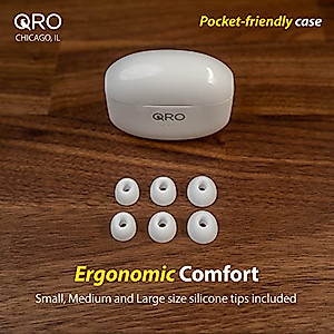 Qro Classics Wireless Earbuds, Active Noise Cancelling Bluetooth 5.3 Headphones, 4 Mic Headset, Touch Control, Deep Bass, Water Resistant Stereo Earphones, 30h Charging Case iOS Android Sport White