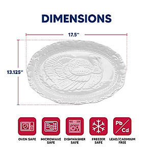 HIC Kitchen Turkey Embossed Serving Platter, Fine White Porcelain, Oversized
