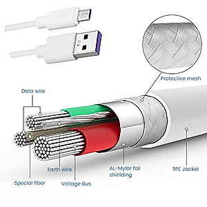 13ft Micro USB Cable Replacement for Wyze Cam, YI Dome Camera, Arlo Q Camera, Nest Cam, Dropcam, Samsung Android Charger Cord