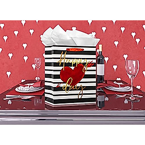 FaCraft Valentines Gift Bags with Handles 13" Large Valentines Day Gift Bag for Boyfriend Kids Happy Day Gift Bag with Tissue Paper for Her Him Men Wife Anniversary Weddings Bridal Shower Gift Bag