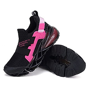Coolloog Kids Sneakers, Girls Sneakers Breathable Lightweight Tennis Casual Athletic Running Shoes Size 2 Rose red