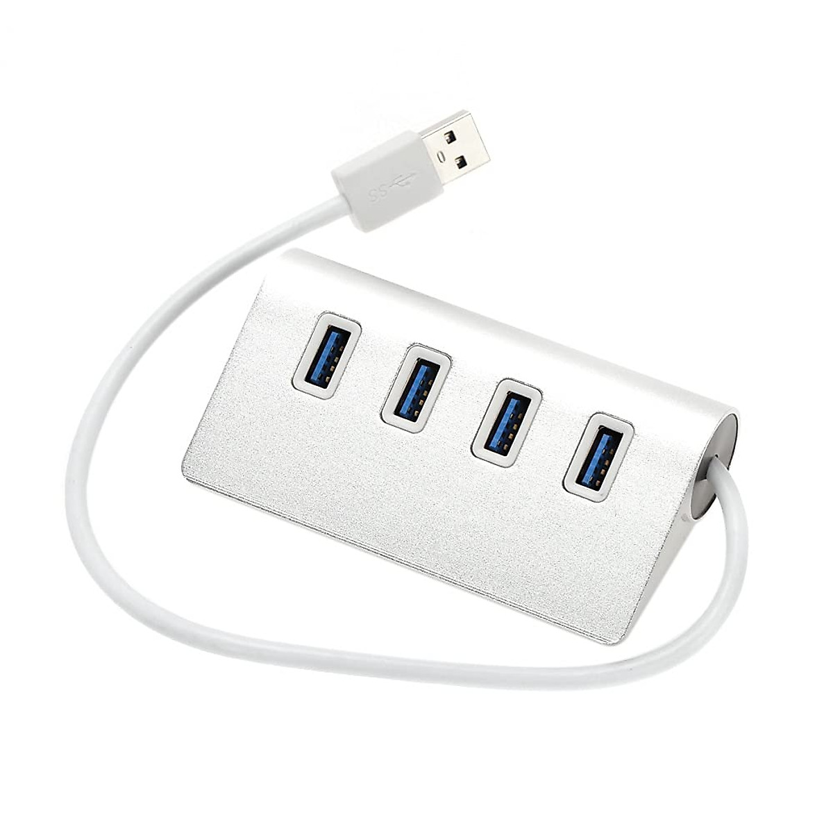 4 Port 2.0 USB Hub Aluminum Alloy Blue LED Portable Adapter Cable Splitter