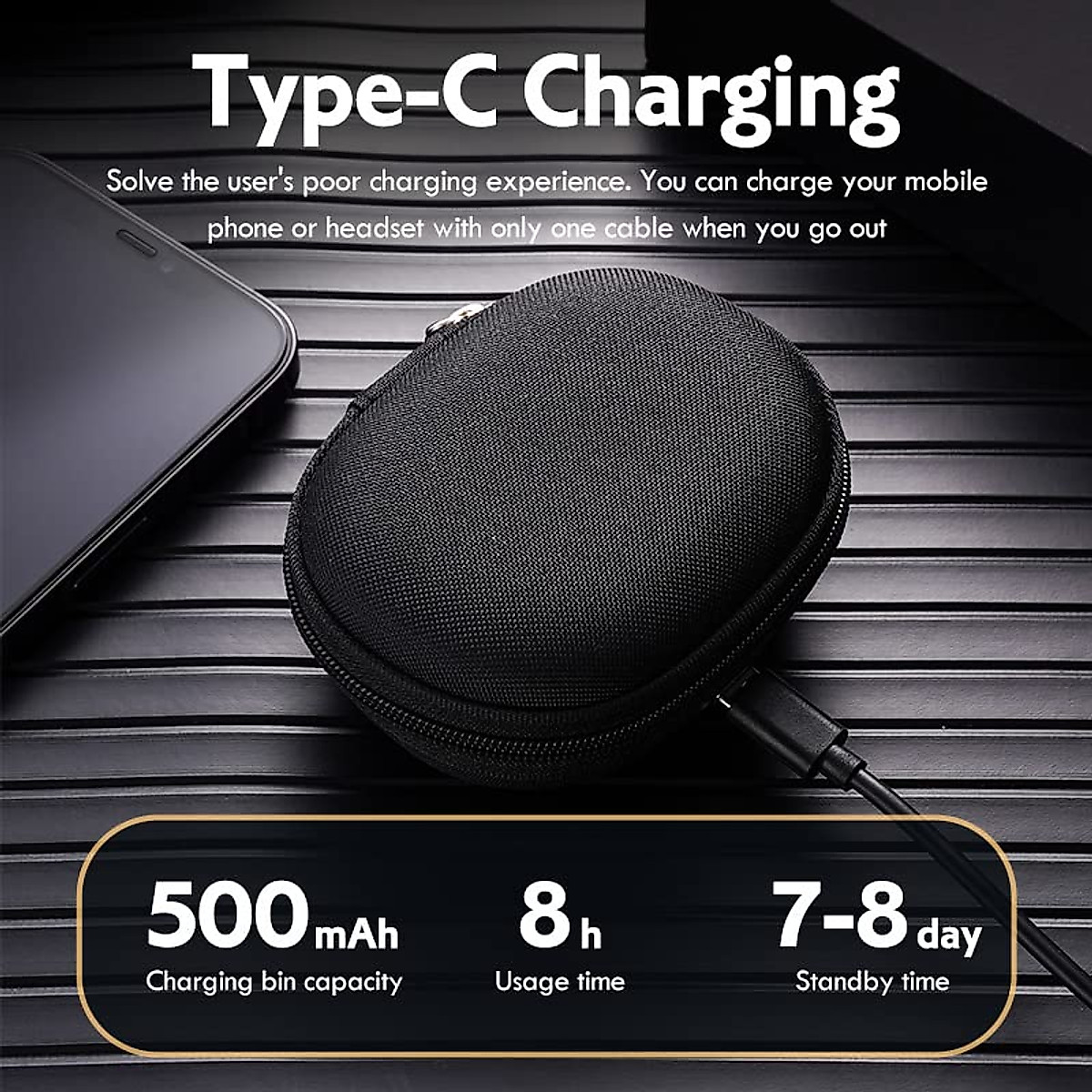 Wireless Earbuds Sport Bluetooth Over Ear Hook Headphones, in-Ear Earphones with Microphone, LED Display, Deep Bass, Waterproof for Running Workout, Buds Android iPhone Laptop Computer, Black (92)