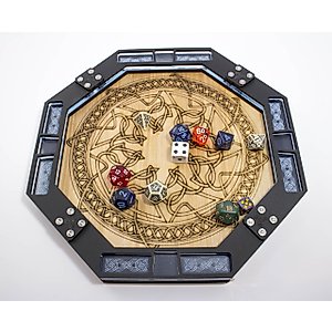 C4Labs Dice Tray~10" Octagon-Wood with Laser Etched Celtic Design ~ Emerald