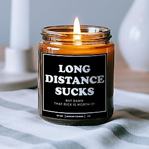 YouNique Designs Long Distance Candle, 4 Ounces, Long Distance Relationship Gifts, I Miss You Gift for Him, White All Natural Soy Vegan Aromatherapy Candles (Mahogany Teakwood A 4 oz)