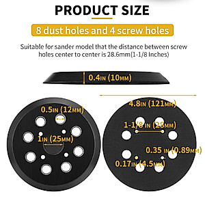 Sander Pad for Ridgid, 2 Pack 5 Inch 8 Hole Orbital Sander Pad for Ridgid R2600 R2601 5" Random Orbit Sander Replacement Hook and Loop Backing Pad for Ridgid #300527002