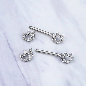 Melighting Devil Nipple Rings 14G Surgical Steel 316L Heart Shape Nipple Barbell CZ Nipple Piercing Jewelry for Women Men Body Piercing Jewelry