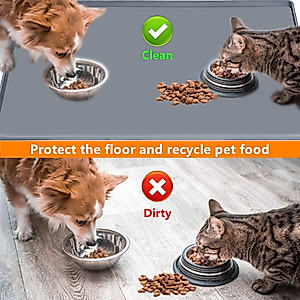 Dog Food Mat - Silicone Dog Mat for Food and Water - 28" x 18" Large Pet Feeding Mats - Waterproof Dog Cat Bowl Mat with High Edges to Prevent Water Food Spills