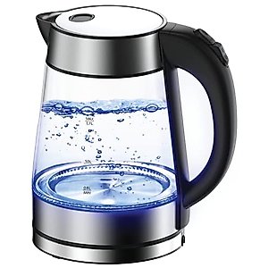 New 2023 SOFANCI Electric Glass Tea Kettle 1.7L Cordless Hot Water Boiler Electric Kettle 1500W Wide-Opening & Stainless Steel Filter Instant Heater with Auto-Shutoff & Boil-Dry Protection