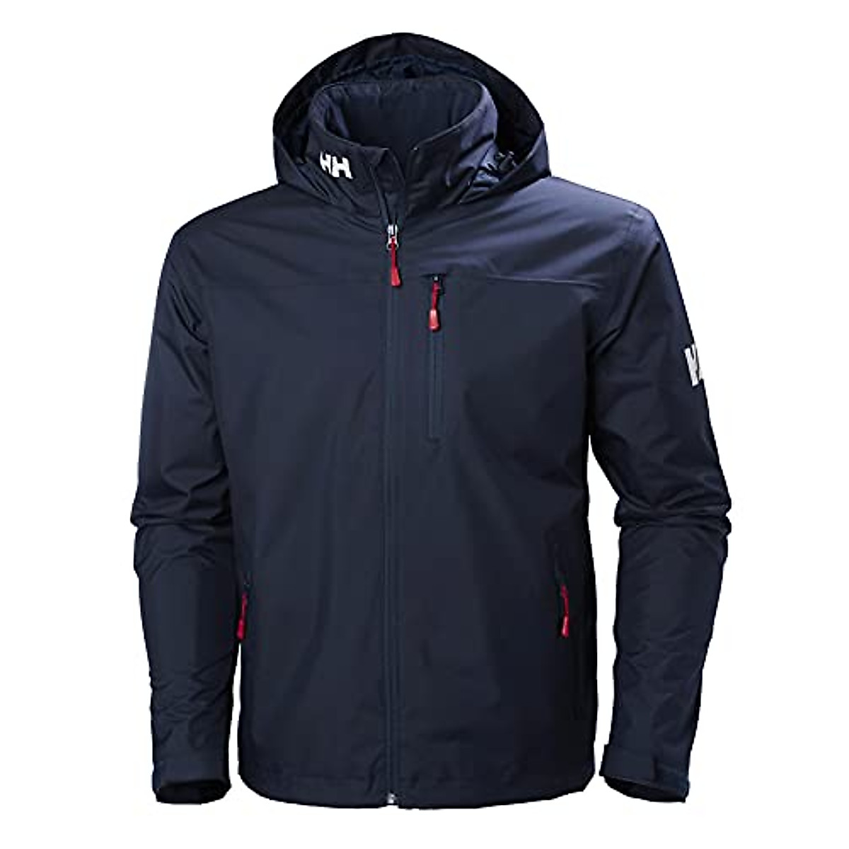 Helly Hansen Men's Crew Hooded Midlayer Fleece Lined Waterproof Raincoat Jacket, 597 Navy, Large