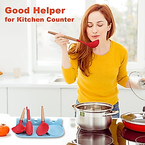 Spoon Rest: Silicone Spoon Rest for Kitchen Counter - Utensil Rest with Drip Pad, Heat-Resistant, BPA-Free Spoon Rest & Spoon Holder for Stove Top (Blue)