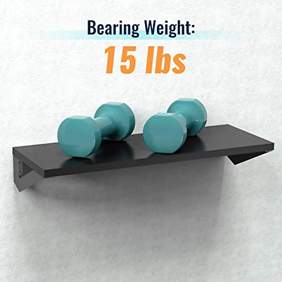 NiHome Black Floating Shelves for Wall Decor Industrial Wall Shelves for Storage Bedroom Hanging Bathroom Shelf Floating Bookshelf Set of 3