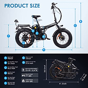 32Ah Large Battery 100 Miles Long Range 750W Folding Electric Bike for Adults Shimano 7-Speed Cruise Control Dual Shock Absorber Color Display Step-Thru Commuter Bike with 2 Seat UL Certified …