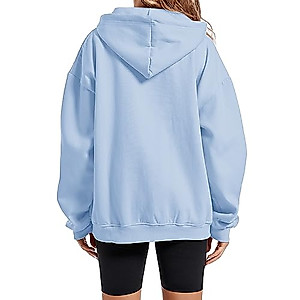 KEEVICI Cute Frog Zip Up Hoodie For Teen Girls Hooded Zipper Sweatshirt Kawaii Animal Cotton Aesthetic Jacket With Pockets(Light Blue,M)
