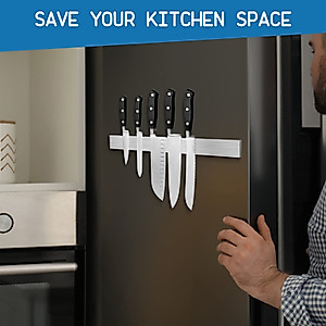 Magnetic Knife Holder for Refrigerator – Enkrio 16 Inch Double Sided Knife Magnetic Strip for Fridge - Stainless Steel No Drill Magnetic Knife Holder - Adhesive Knife Strip Magnet Knife Rack