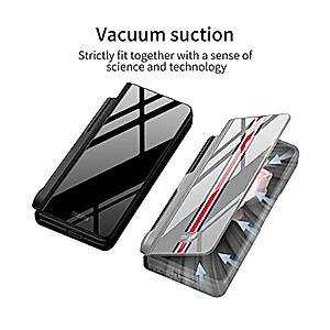 SHIEID Samsung Z Fold 3 Case Leather Cover, Galaxy Fold 3 Case with S Pen Holder Protector Cover 9H Tempered Glass Phone Case Compatible with Samsung Galaxy Z Fold 3 5G 2021, Limited Gray