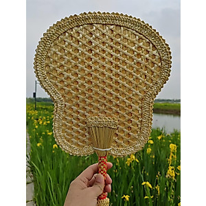 Kailinst Hand Woven Fan,Folding Hand Fan,Wheat Straw Hand Fan,Manual Fan,Hand Fans Women Foldable,Suitable for Summer,Barbecue,Decoration(7.7" Plantain Fan)