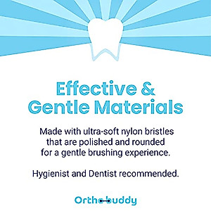 Ortho-buddy Orthodontic Toothbrush for Braces, Nylon Bristle Toothbrush for Teens & Adults with Braces, Brackets, and Wires for Regular & Interdental Cleaning of Teeth & Gums - Brown, Pack of 1