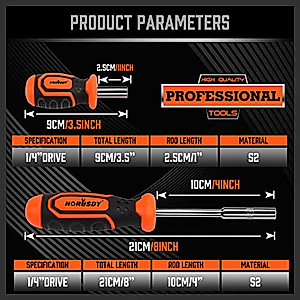 HORUSDY 2-Piece 1/4" Bit Driver Magnetic Screwdriver Bit Holder, 190mm and 90mm Long, Screwdriver Handle for Magnet Tip
