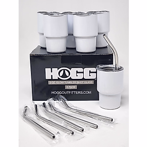 Hogg Mini Tumbler 6 Pack - 3oz Tumbler Shot Glass (Glow in the Dark), Sublimation Shot Glasses with Lids, 3 oz Shot Glasses, Mini Tumblers with Lids and Straws, Sublimation Shot Glass Blanks
