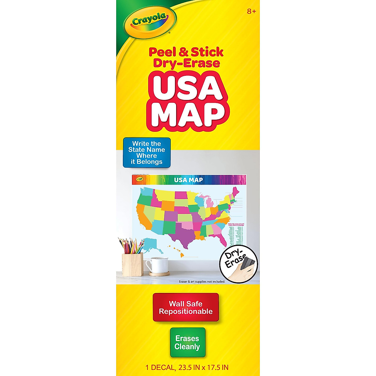 Crayola Dry-Erase USA Map, 23-1/2" x 17-1/2"