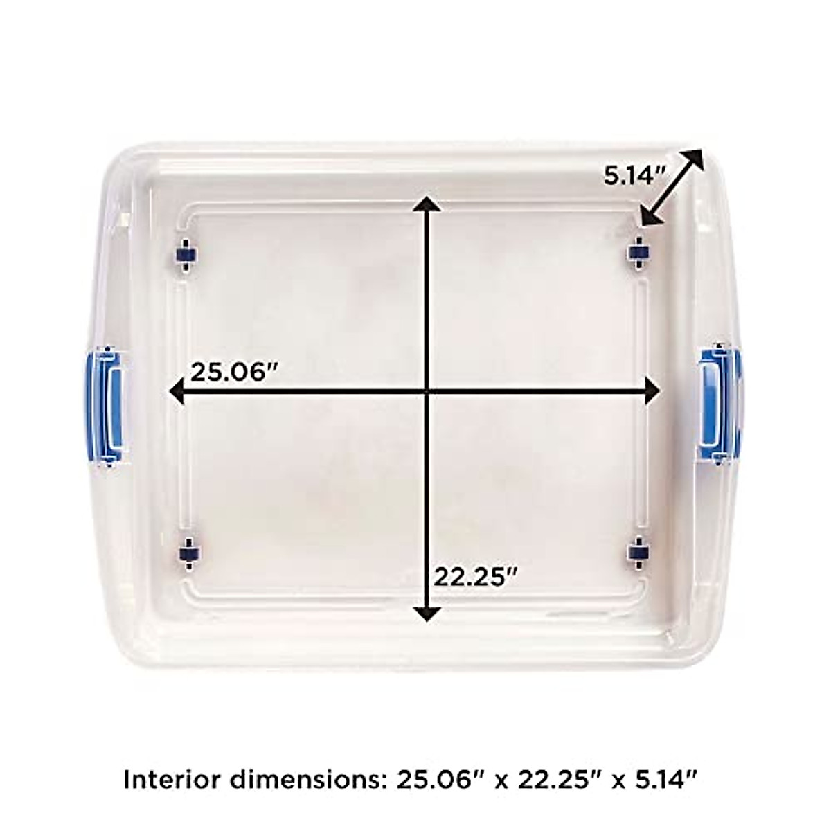 HOMZ 56 Quart Underbed Secure Latching Clear Plastic Storage Container Bin with Lid and Easy Glide Wheels for Home and Office Organization, (4 Pack)