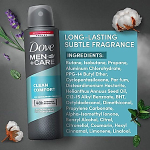 Dove Men+Care Antiperspirant Dry Spray Deodorant for Men Clean Comfort 48 Hour Sweat and Body Odor Protection 3.8 oz 3 Count