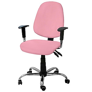 Blush Pink 2 Pieces Computer Office Chair Covers Set, Stretchable Desk Rotating Chair Seat Cushion Slipcover Back Covers, Decorative Protectors Cover Minimalist Pure Classic Solid Fantasy Color