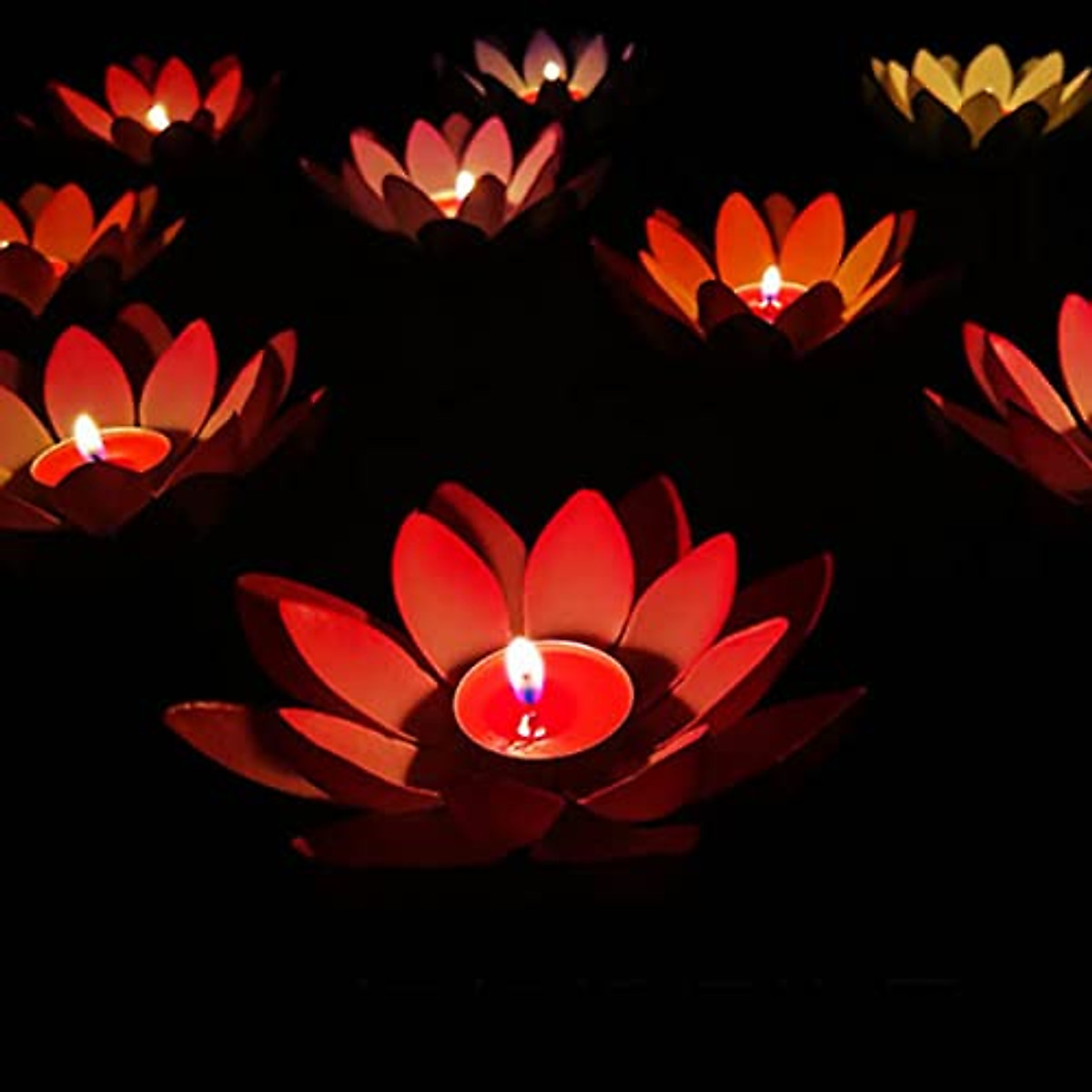 Housoutil Outdoor Lantern Led Night Light 3pcs Floating Lanterns, 6inch Floating Light Floating Candles for Pool Garden Fish Tank Decoration (Orange) Outdoor Lantern Led Night Light